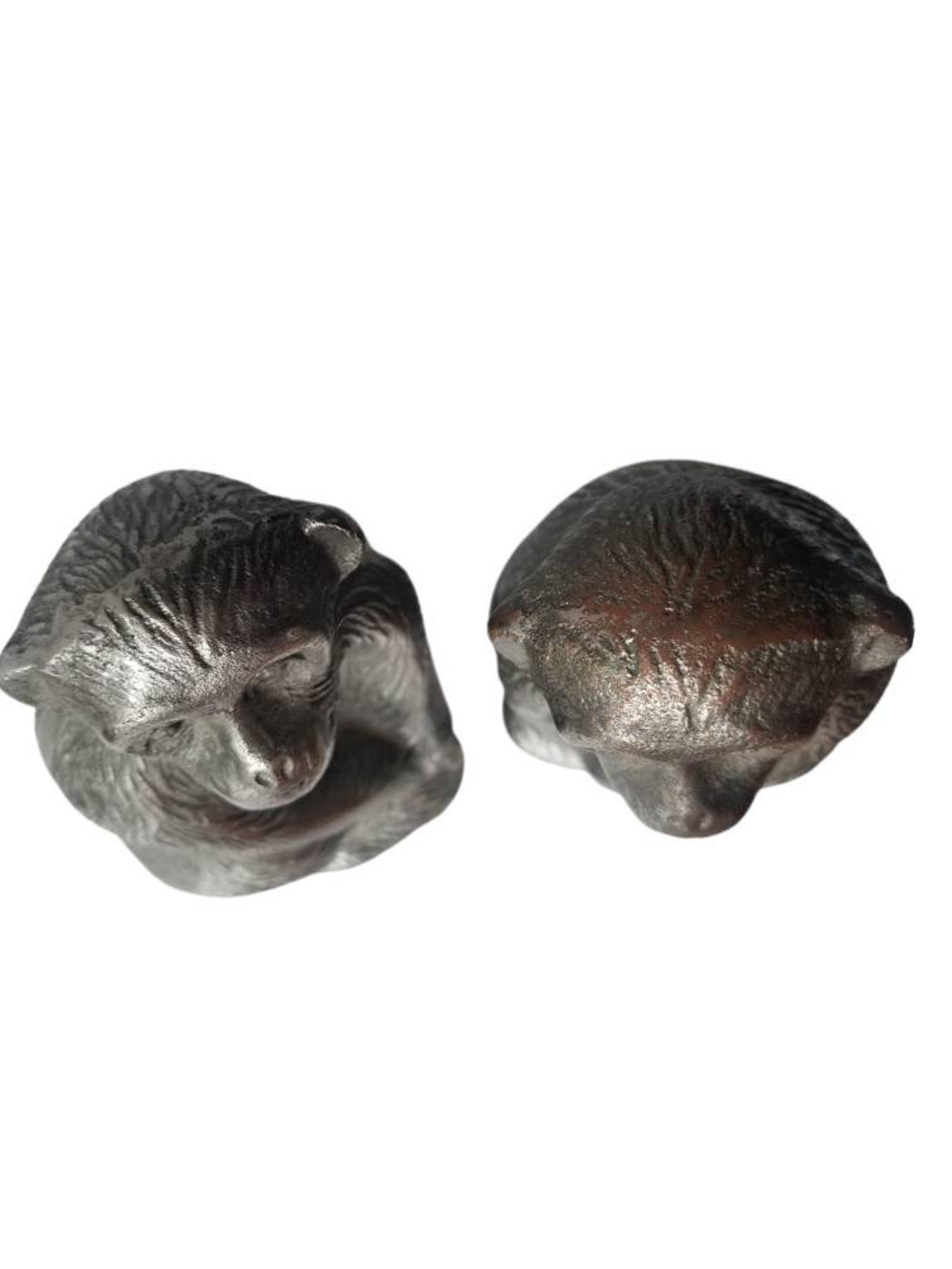 Heavy Silvered Cast Iron Monkey Sculpture Paperweight Bookend Shelf ...