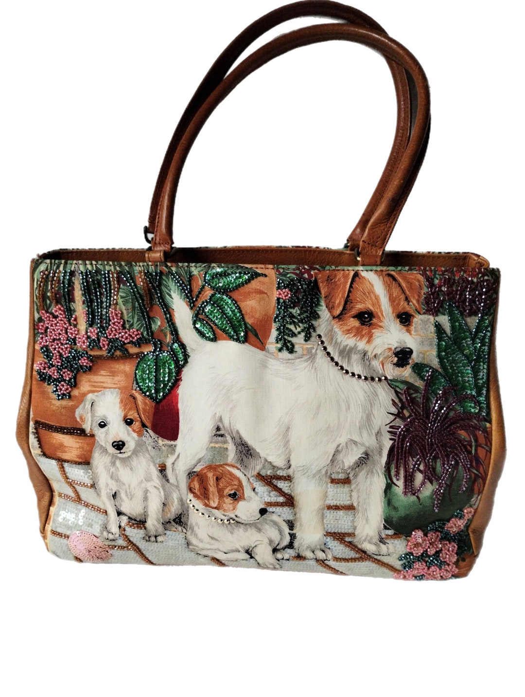 Rare ISABELLA FIIORE Jack Russell Beaded Sequin Shoulder Handbag ...