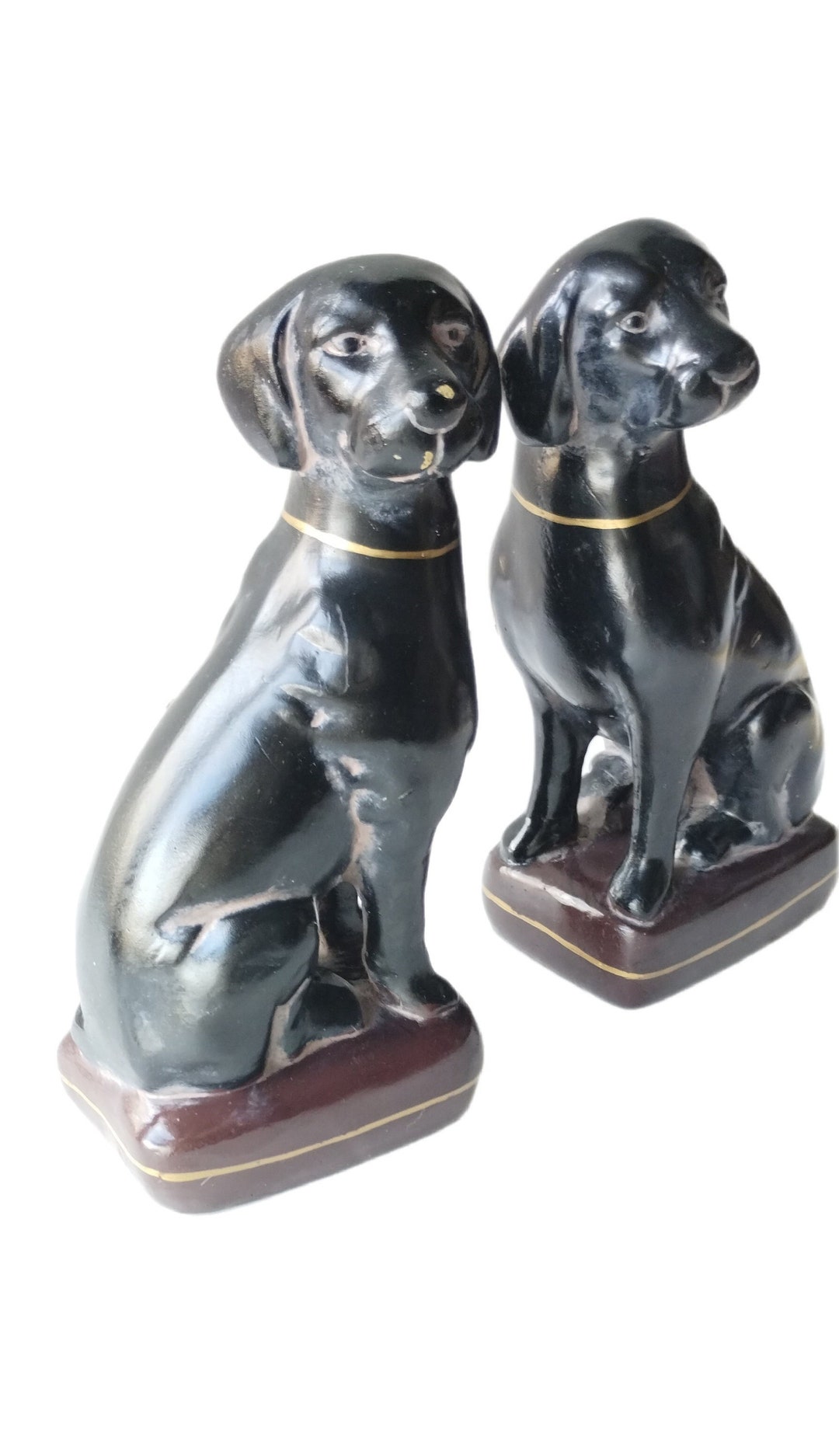 Pair of Black Labrador Retriever - Bookends - Paperweight - Shelf ...