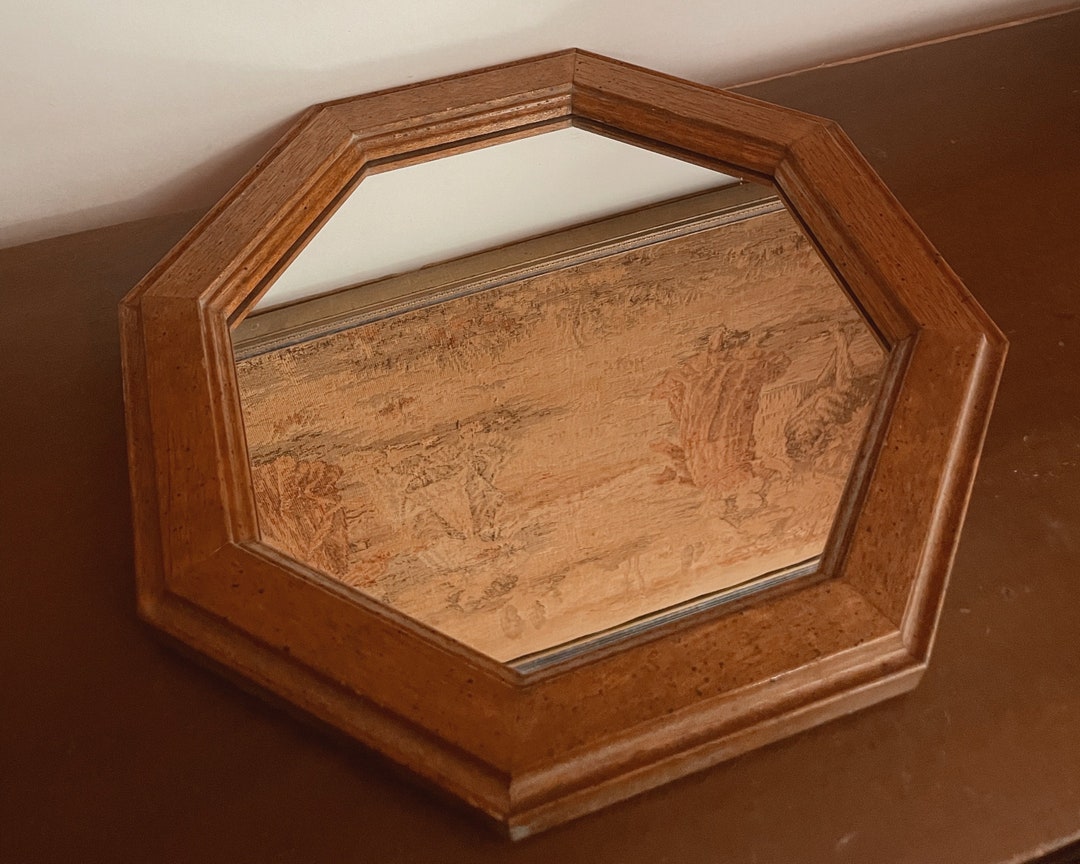 Vintage Wooden Hexagon Shaped Wall Mirror - Etsy