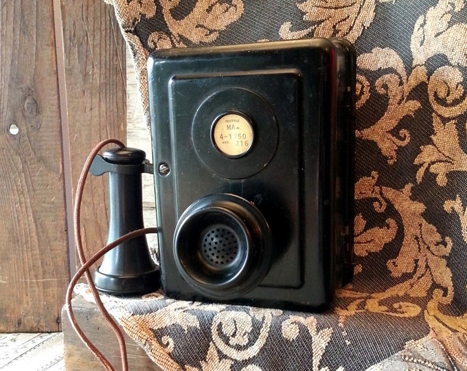 1920's Black Metal Wall Phone - Intact Antique Telephone From Seattle ...