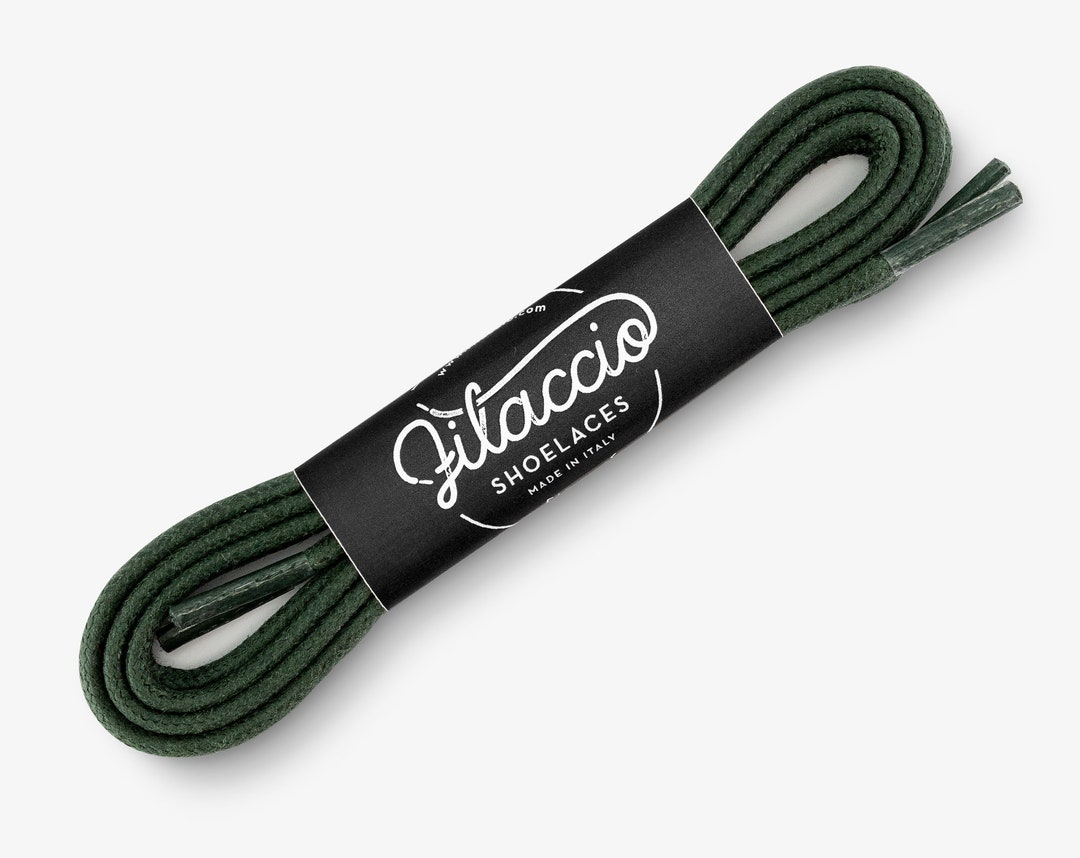 Dark Green Shoelaces, Dress Shoe Laces, Boot Laces, Round Waxed Cotton ...
