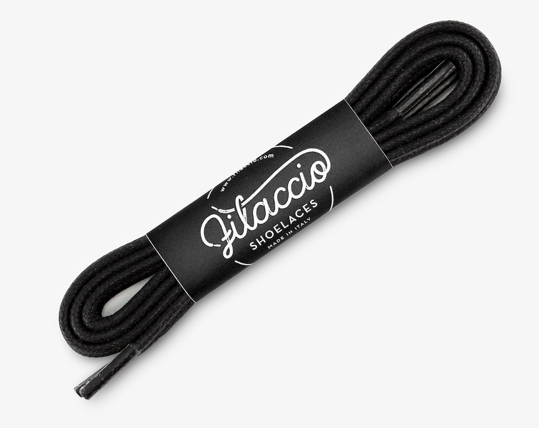 Black Shoelaces, Dress Shoe Laces, Boot Laces, Round Waxed Cotton ...