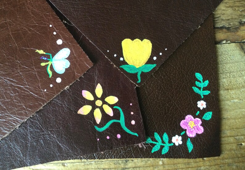 Soft Leather Hand Painted Notebook. 4 1/4 by 3 . Plain Paper Pages ...
