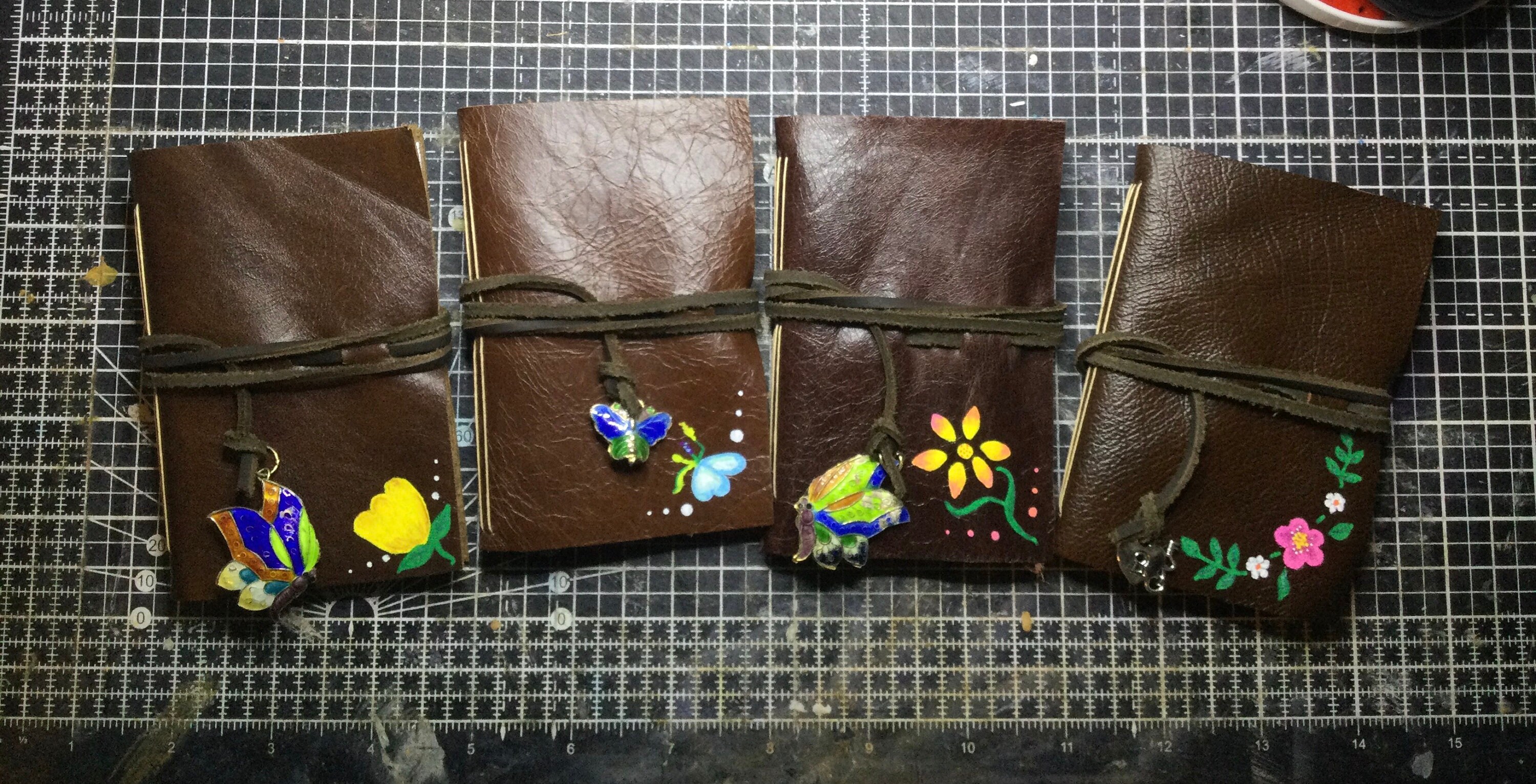 Soft Leather Hand Painted Notebook. 4 1/4 by 3 . Plain Paper Pages ...