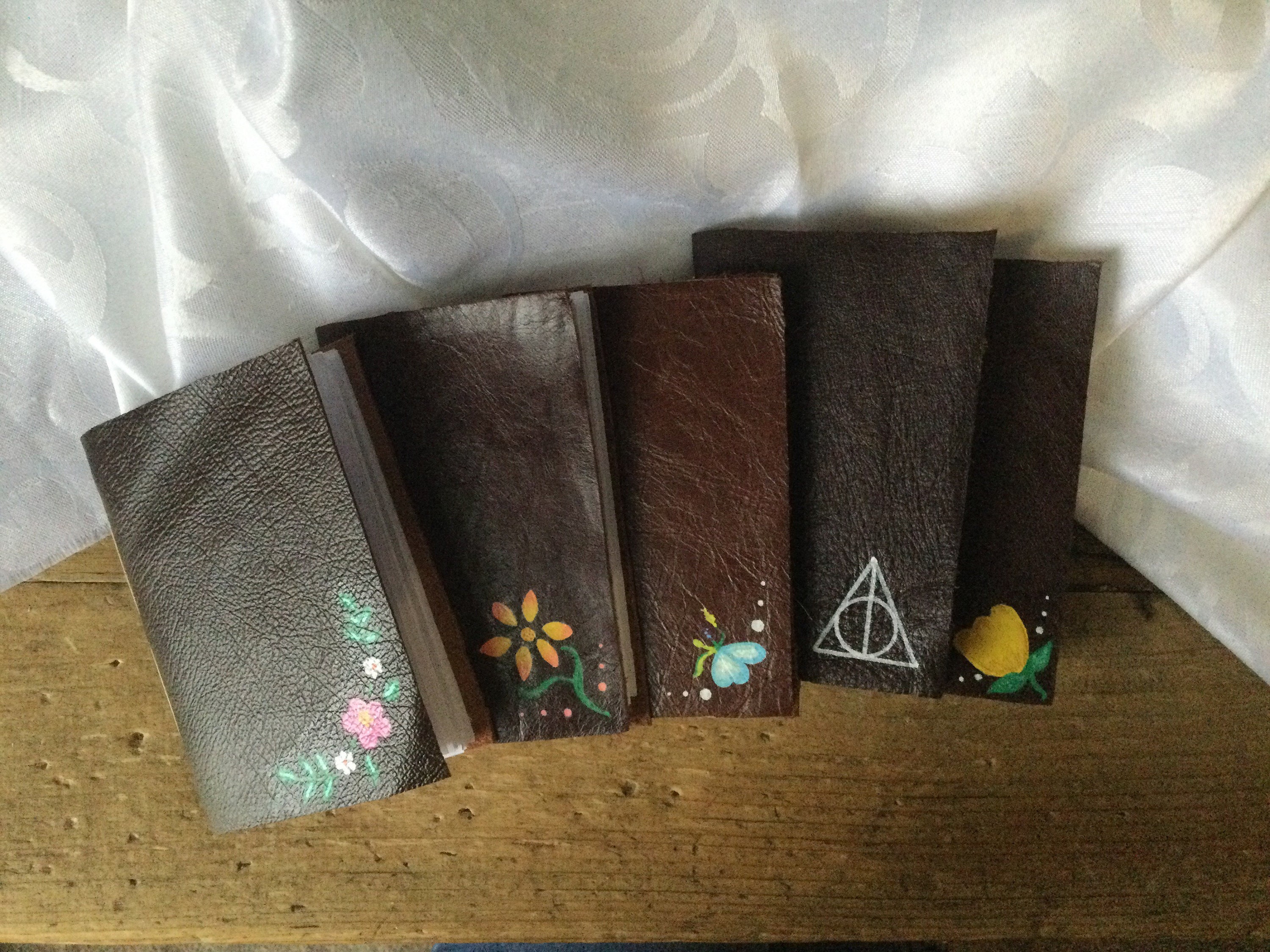 Soft Leather Hand Painted Notebook. 4 1/4 by 3 . Plain Paper Pages ...