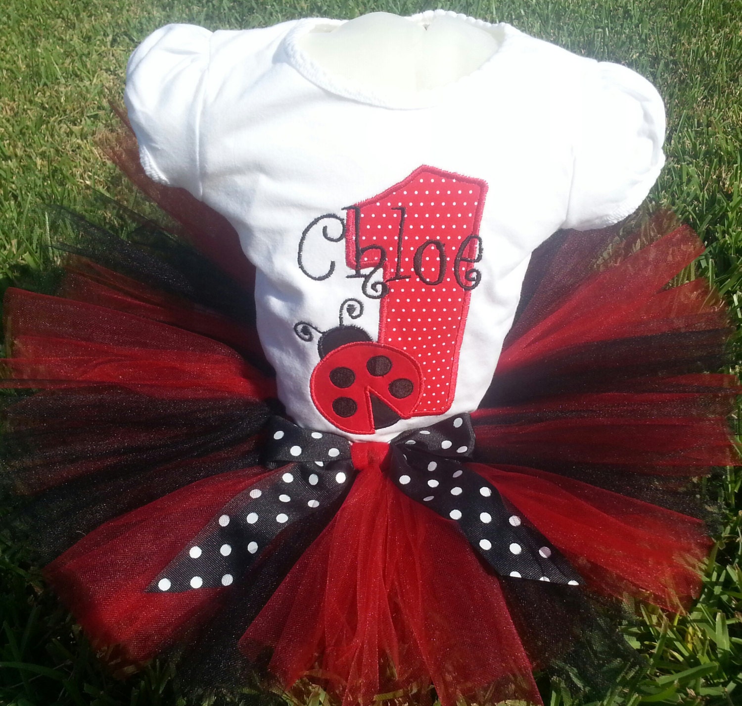 Ladybug Birthday Tutu Outfit with Number and Monogram Red and | Etsy