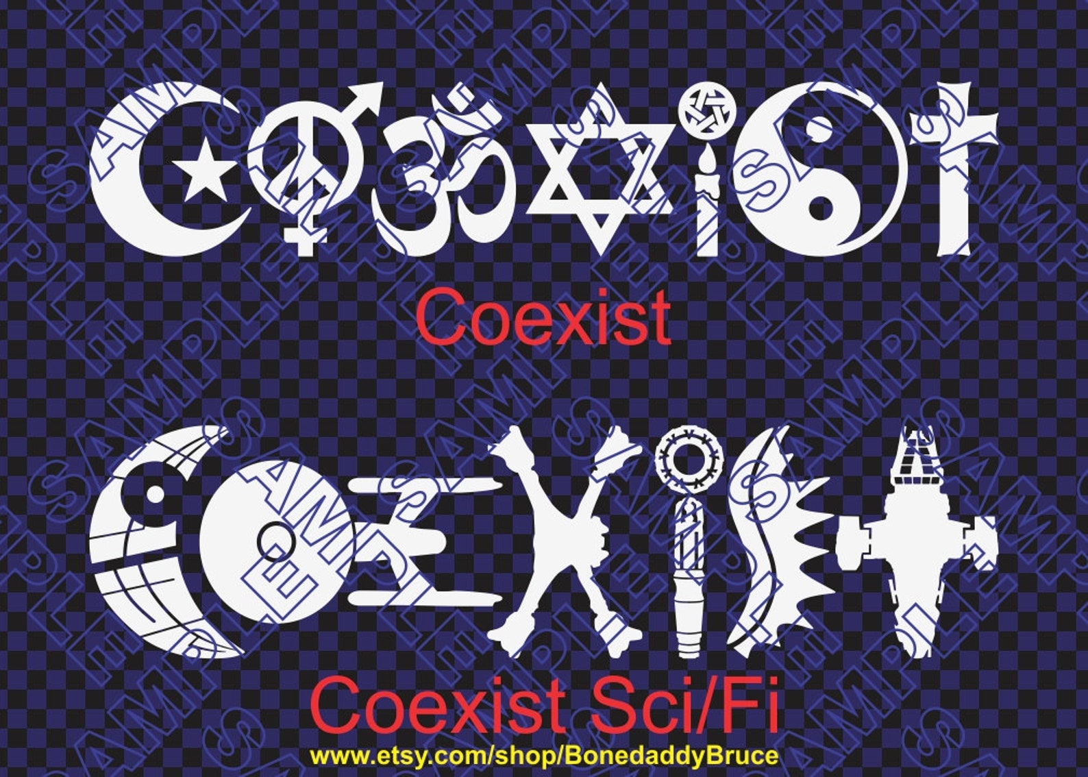 COEXIST and Coexist-sci/fi Die Cut Vinyl Decal Sticker | Etsy