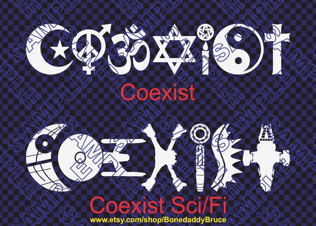 COEXIST and Coexist-sci/fi Die Cut Vinyl Decal Sticker | Etsy