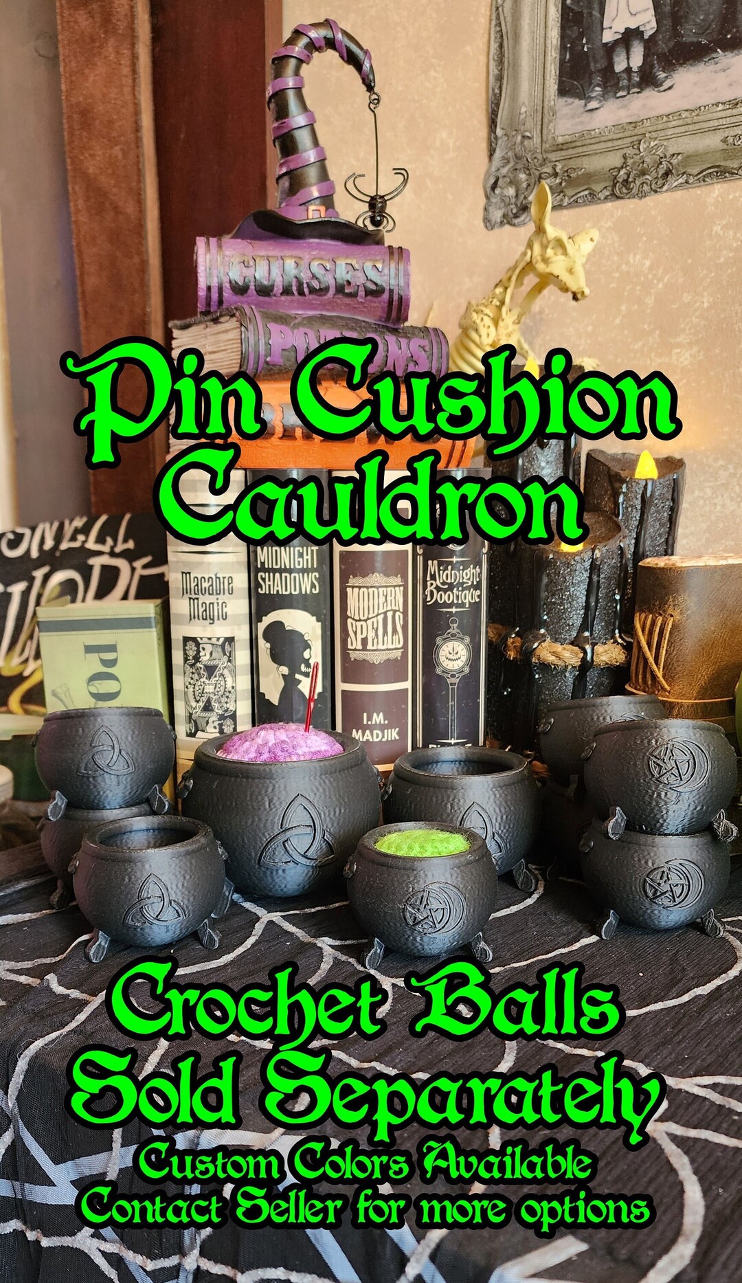 3D Printed Mini Cauldrons and Pin Cushions - Etsy