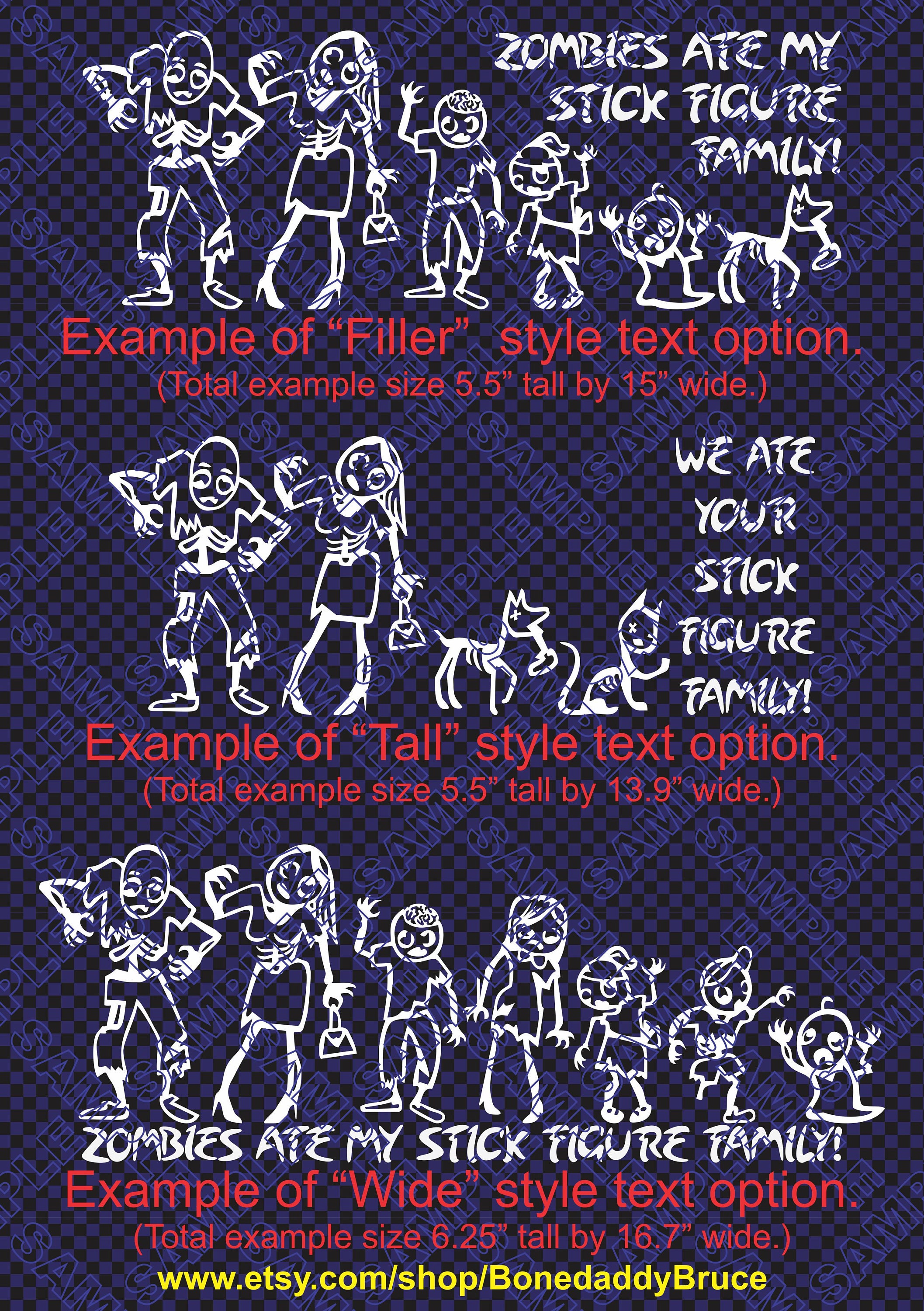 Zombie Stick Figure Family Of 5