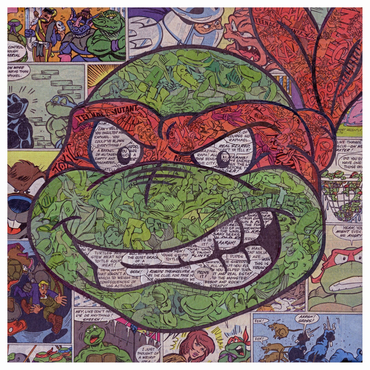 SET OF 4 Teenage Mutant Ninja Turtles Comic Collage Prints | Etsy
