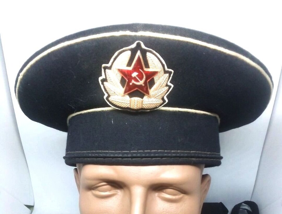 Soviet Russian North Sea Fleet Navy Peakless Sailor Cap Badge Size 53 ...