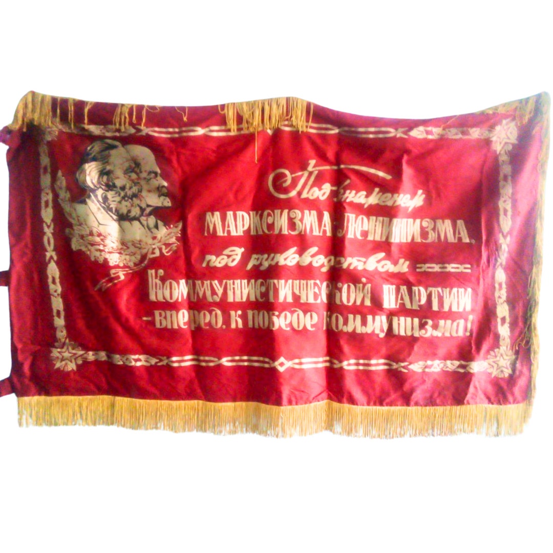 Original Soviet Vintage Old Large Banner Communist Red Flag Communist ...