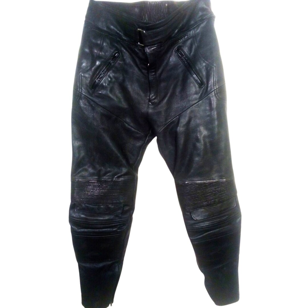 Echtes Leder Pants 100% Genuine Leather Black Motorcycle Professional ...