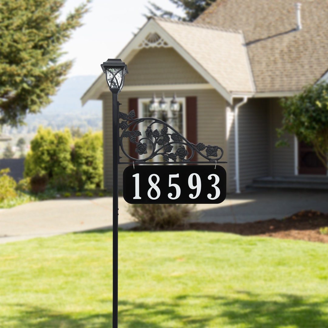 Address America Rose Reflective Double Sided Address Sign With Solar ...
