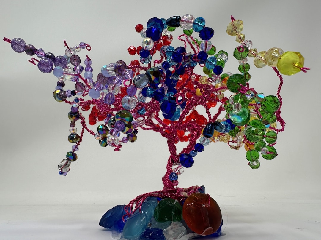 Stunning Handmade Rainbow Tree Mounted on Crystal - One of A Kind Work ...