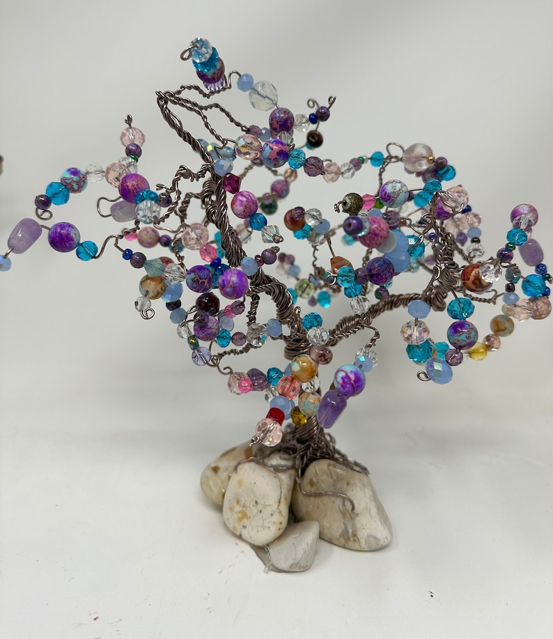 Stunning Handmade Wire Wrap Multi Color Tree Mounted on Creek Polished ...