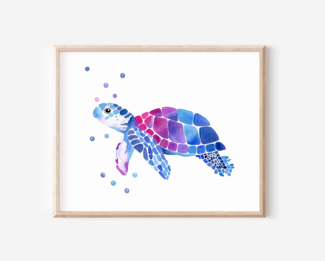 Turtle Watercolor - Original Baby Sea Turtle Painting - Nursery Art ...