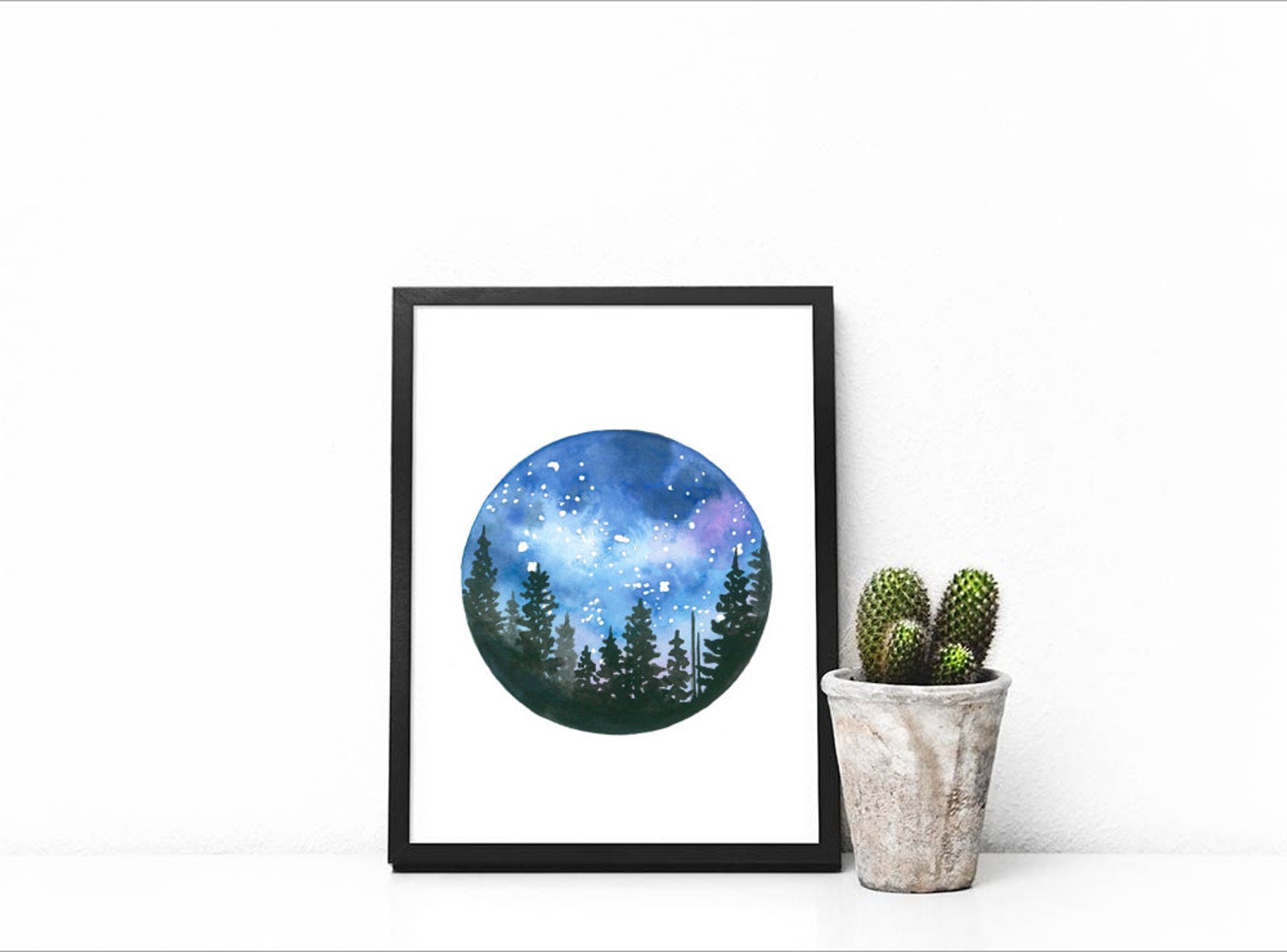 Original Watercolor 'starry Night Over the Black Forest' Forest ...