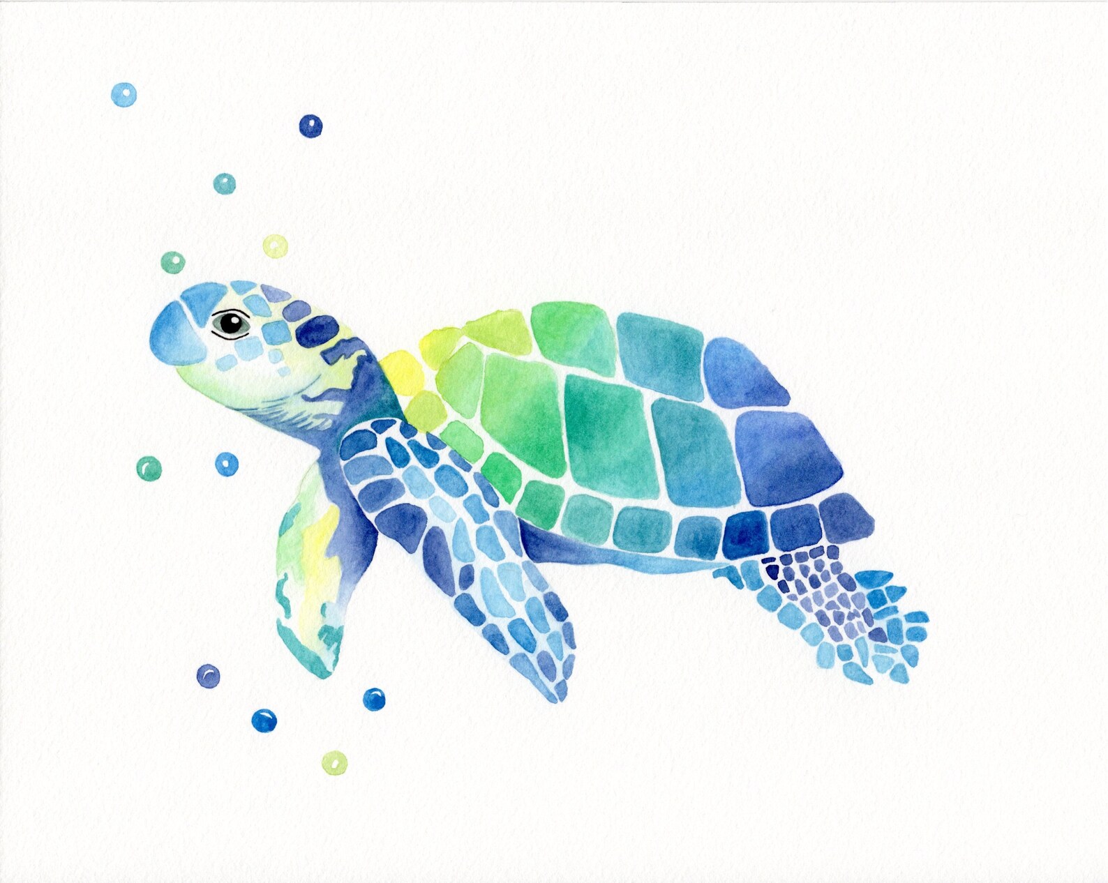 Turtle Watercolor - Original Baby Sea Turtle Painting - Nursery Art ...