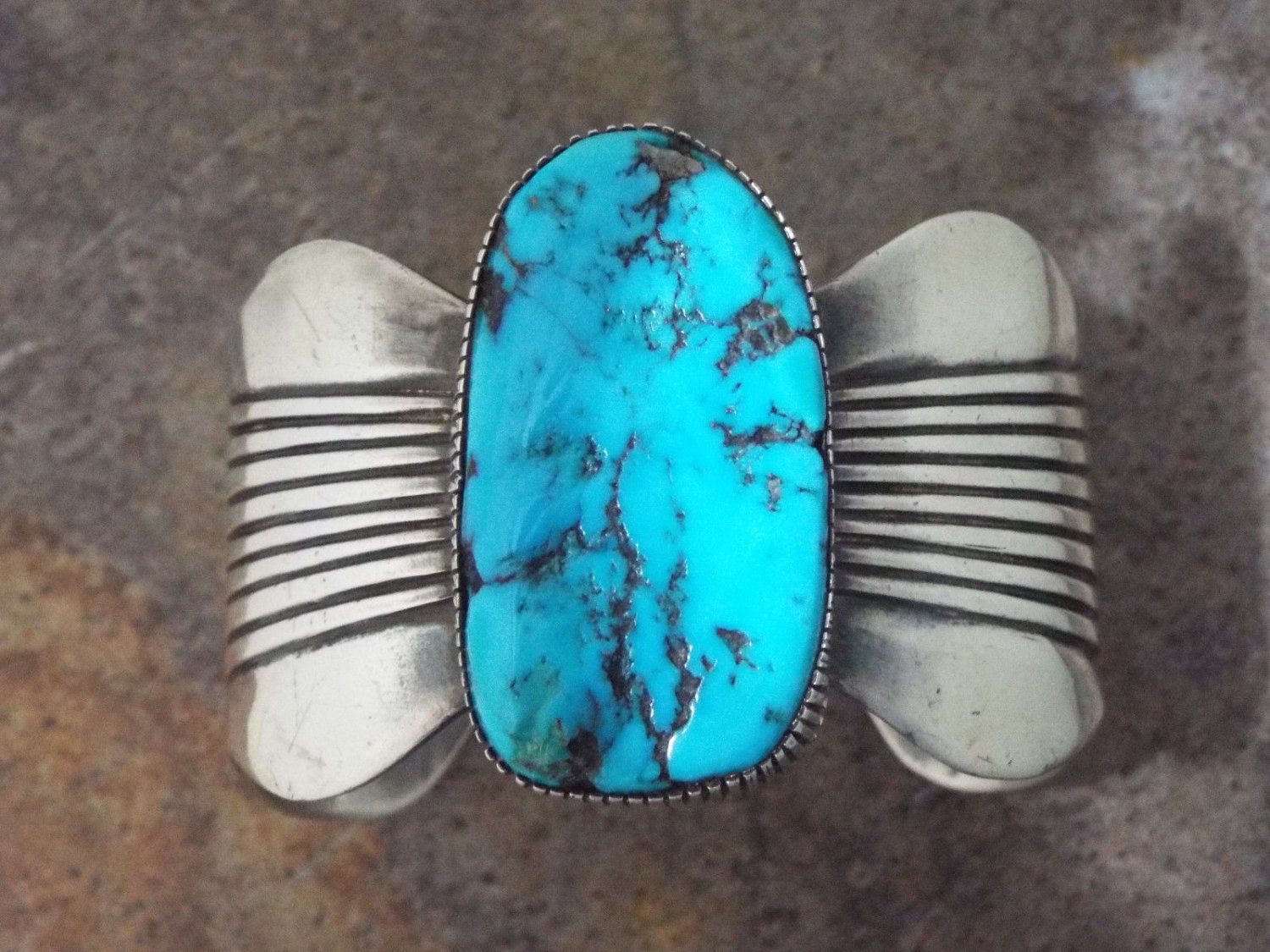 Navajo Turquoise Cuff Bracelet Native American Silver Jewelry by BCT ...