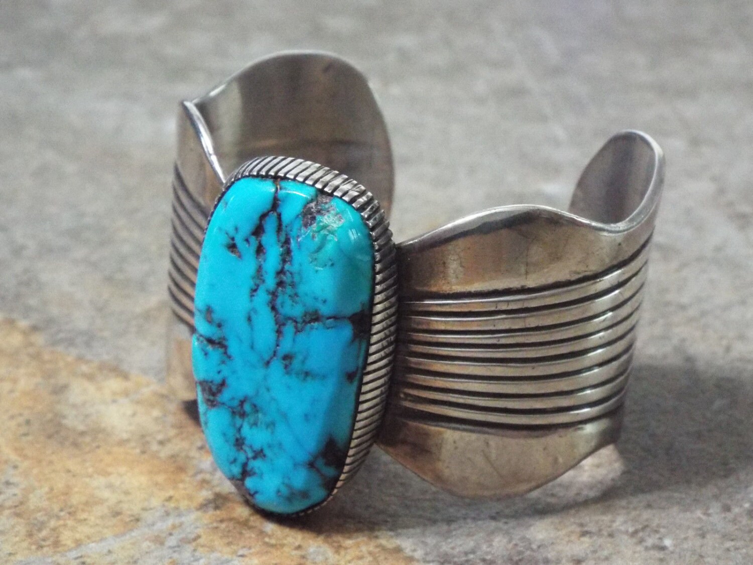 Navajo Turquoise Cuff Bracelet Native American Silver Jewelry by BCT ...