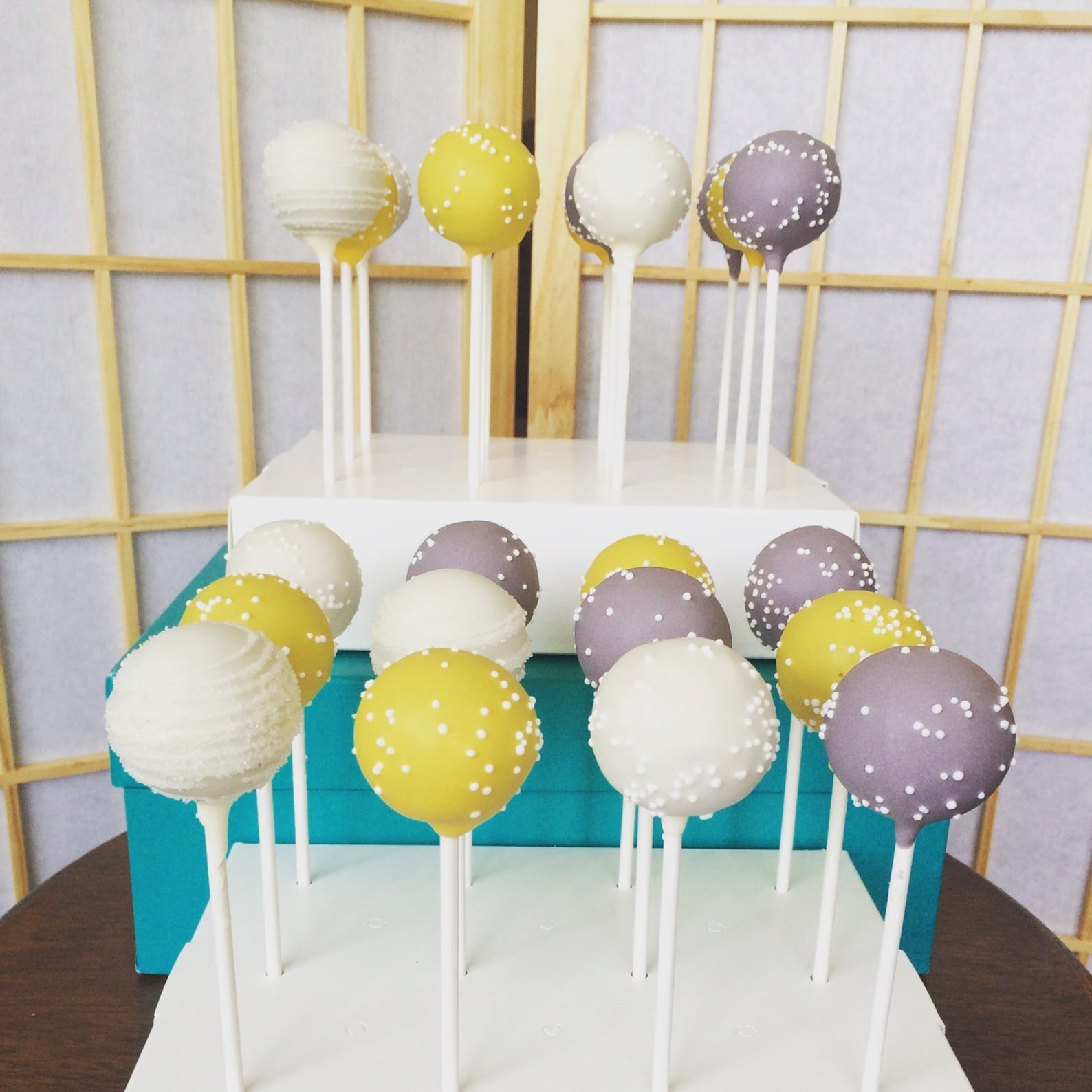 Baby Shower Cake Pops - Yellow and Grey Cake Pops - Bridal Shower Cake ...