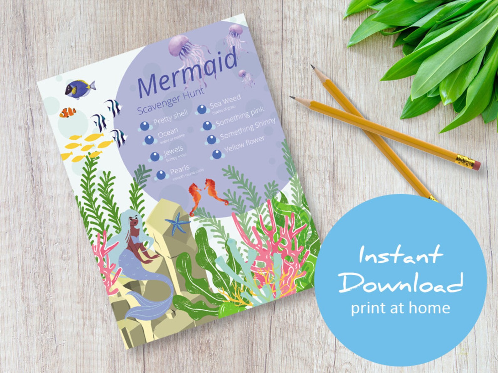 Mermaid Scavenger Hunt Printable Treasure Hunt Party Game - Etsy