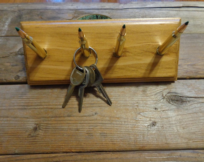 Rustic Handcrafted Bullet Key Rack on Wood Desk Paperweight Handmade ...