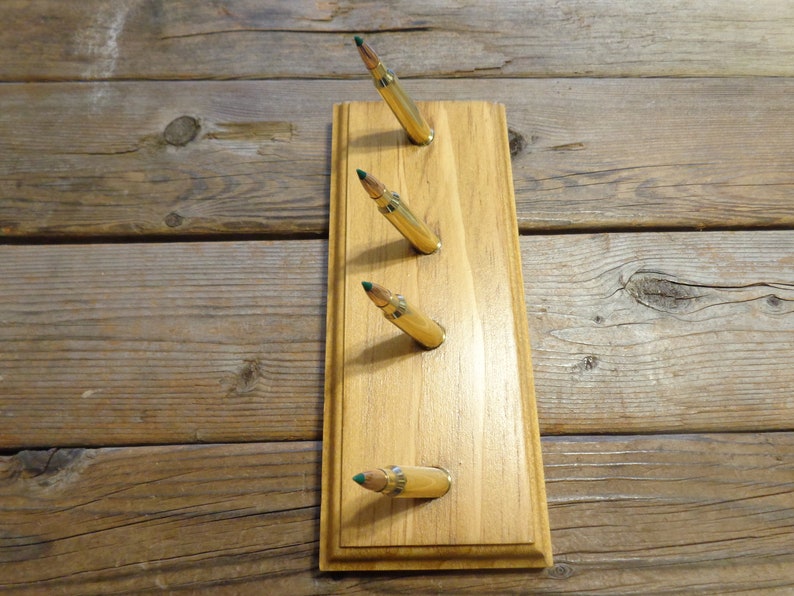 Rustic Handcrafted Bullet Key Rack on Wood Desk Paperweight - Etsy
