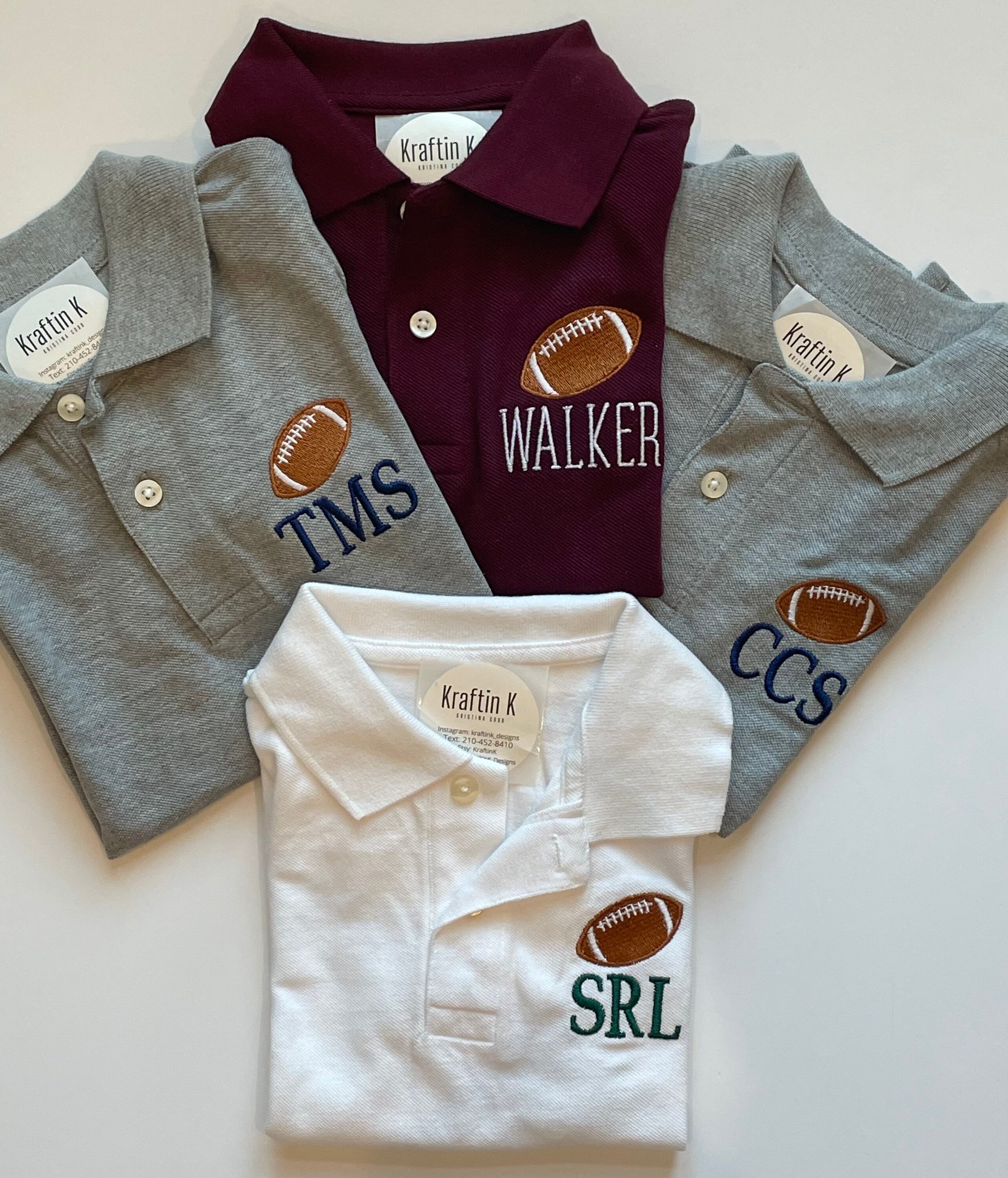 Monogrammed Football Polo School Spirit Polo Initial - Etsy.de