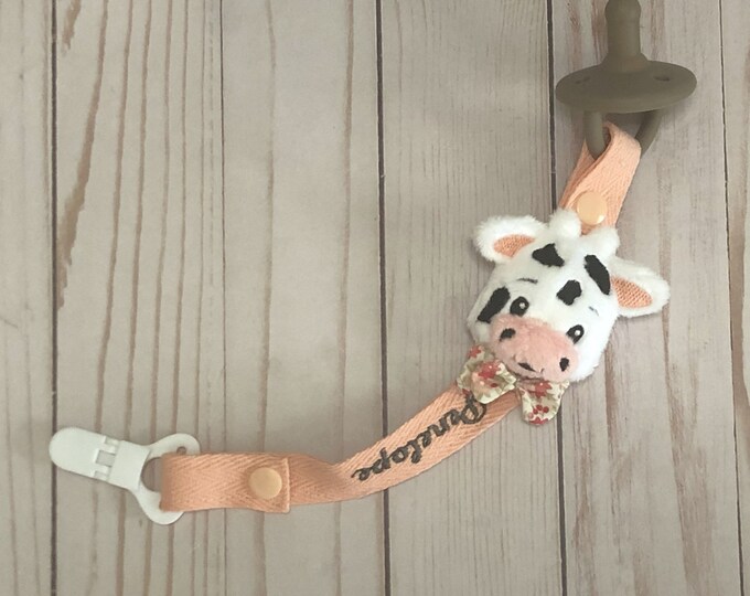 Cow Pacifier Leash Embroidery Design Digital Download Design - Etsy