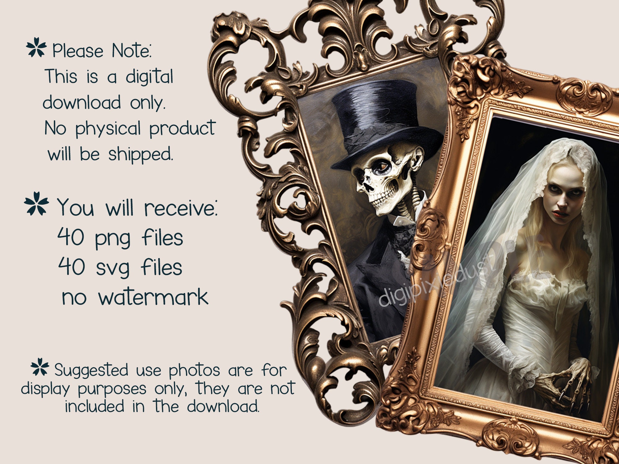 Halloween Clipart Set 40 Graphics Spooky Portraits for - Etsy