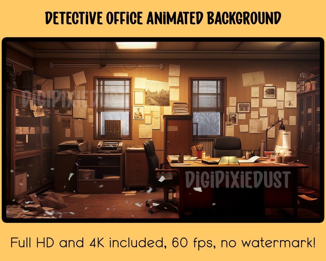 Animated Background | Detective Office for Green Screen, Vtuber ...