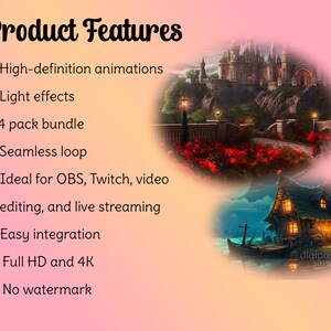 Animated Backgrounds 4 Pack Bundle Fantasy Vtuber Backdrops for Green ...