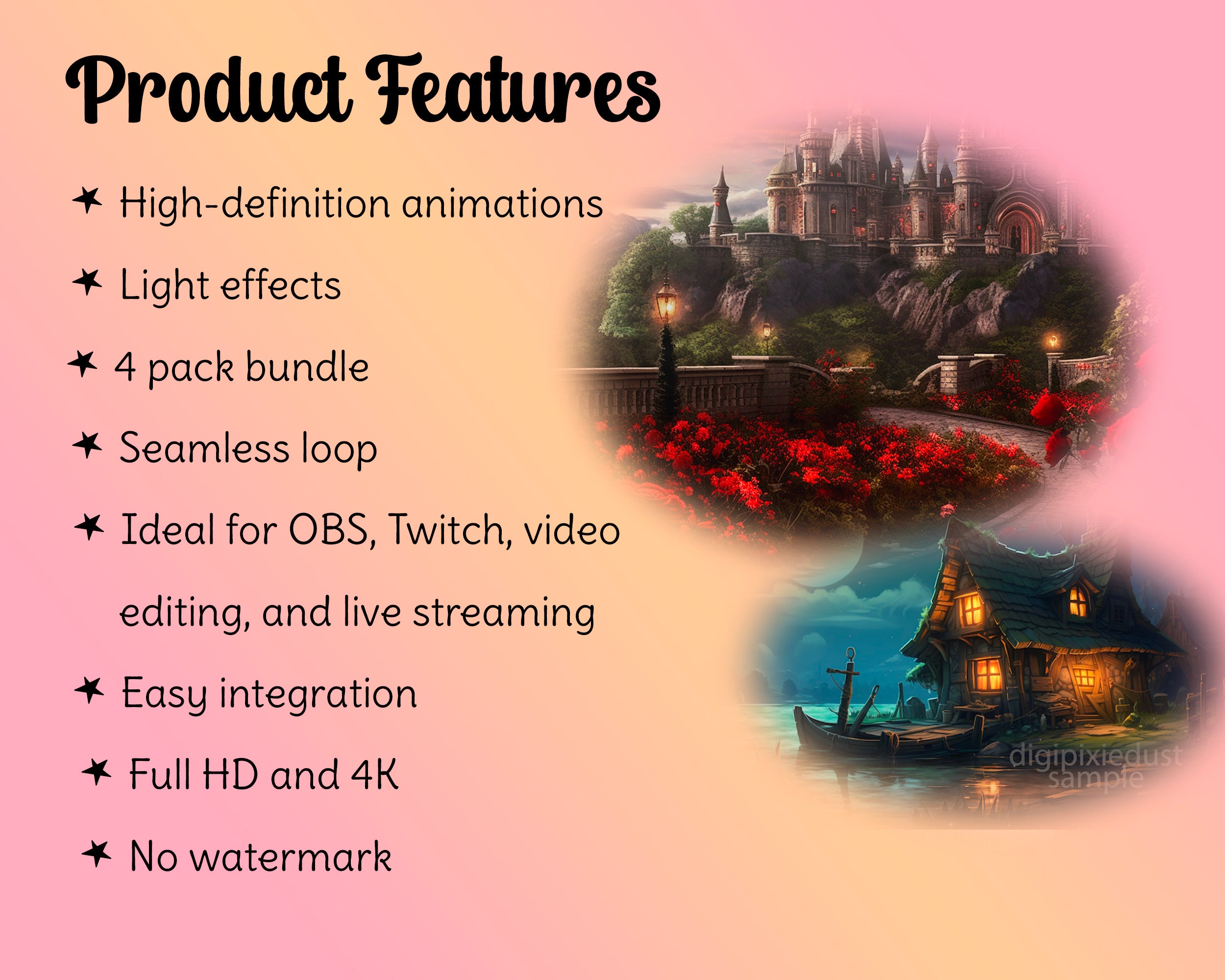 Animated Backgrounds 4 Pack Bundle Fantasy Vtuber Backdrops for Green ...