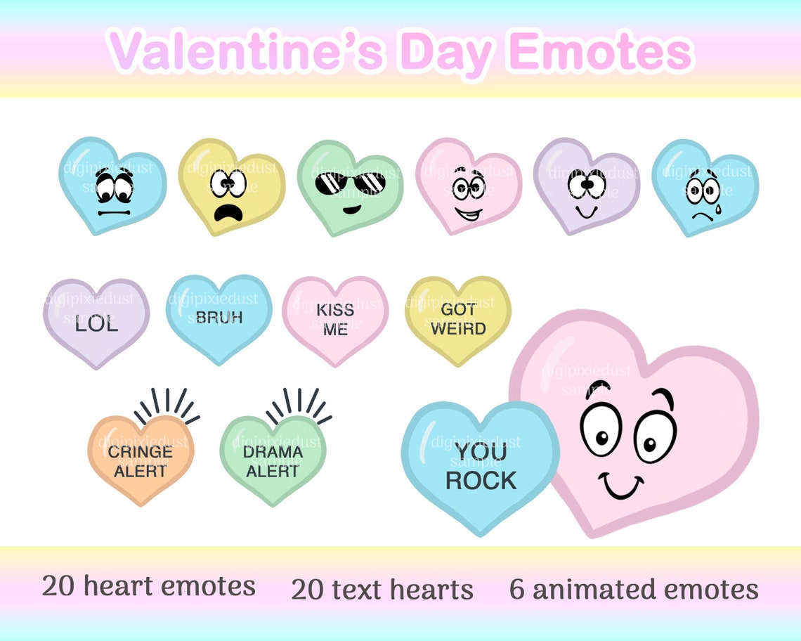 Candy Heart Emotes Valentine's Day for Twitch, Discord, Youtube ...