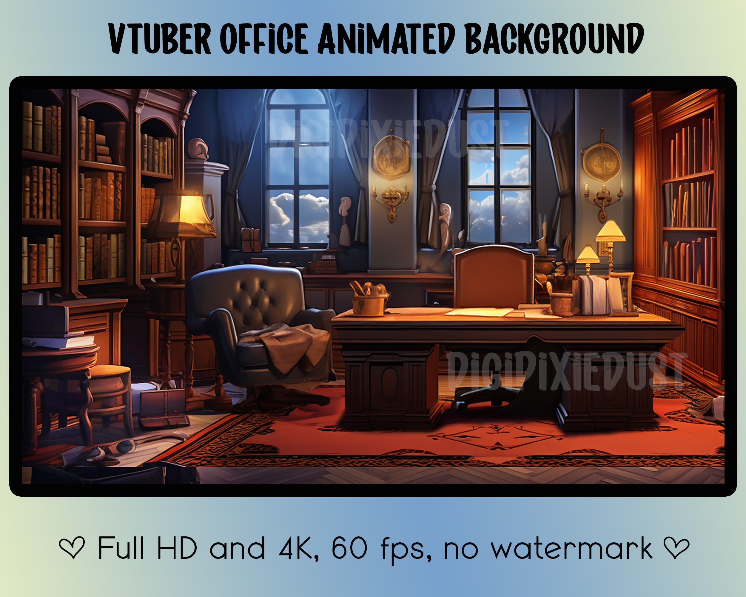 Animated Background | Detective Vtuber Office for Green Screen, Vtuber ...
