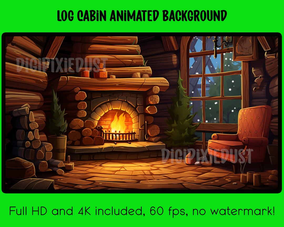Animated Background | Log Cabin for Green Screen, Vtuber Background ...