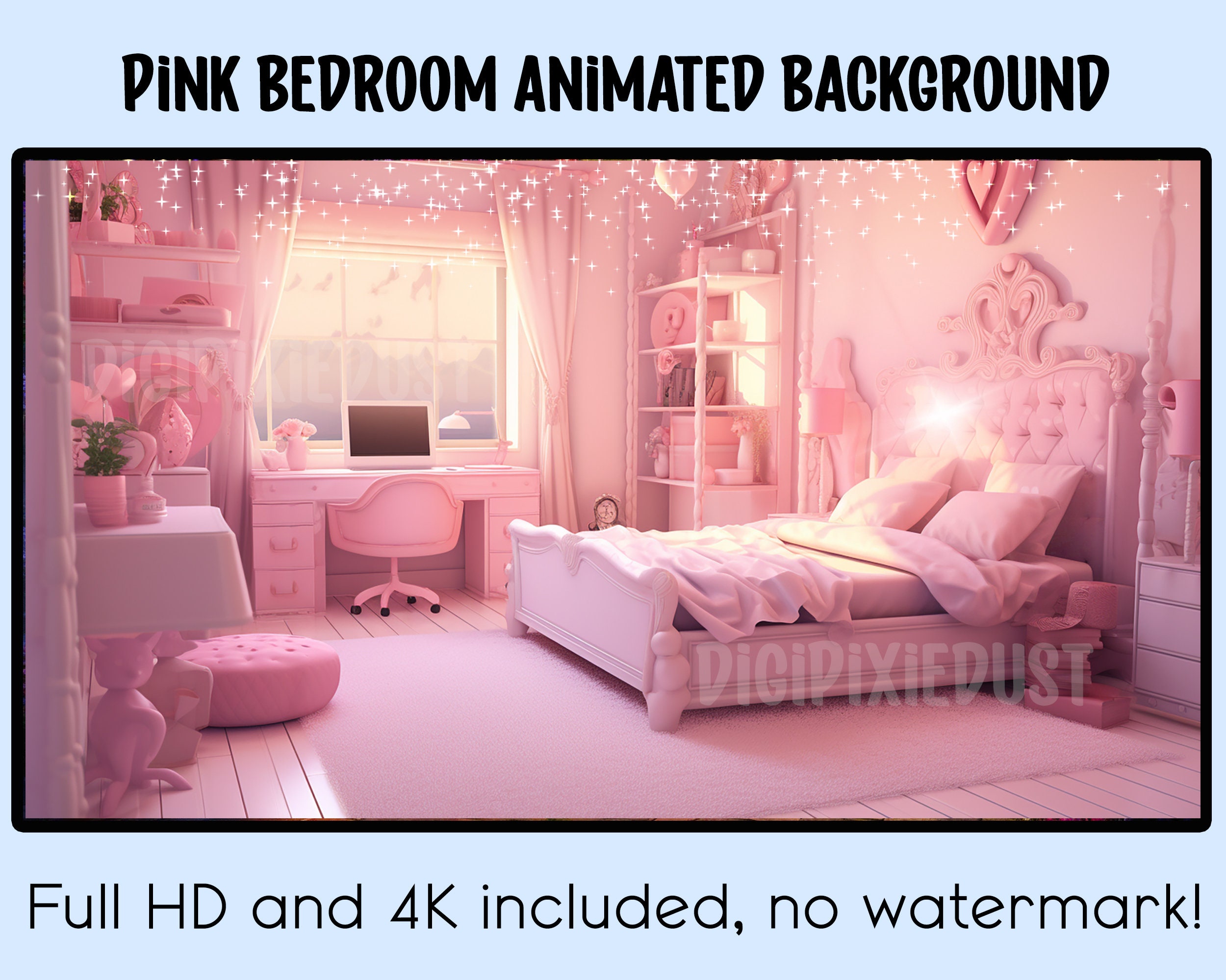 Animated Background Vtuber Pink Bedroom for Green Screen, Vtuber ...