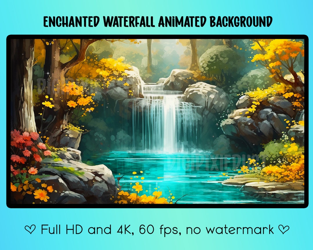 Animated Background | Enchanted Waterfall for Green Screen, Vtuber ...