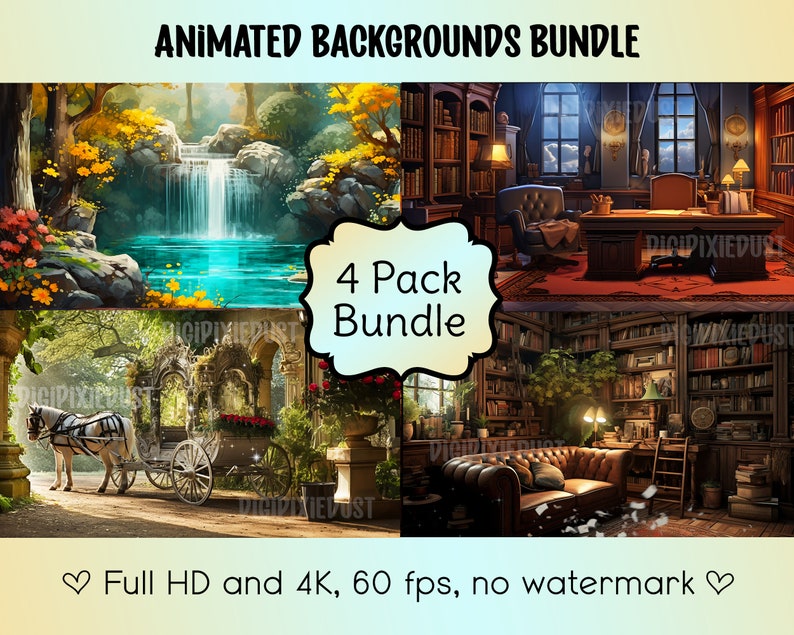 Animated Backgrounds 4 Pack Bundle Enchanted Vtuber Backgrounds for ...