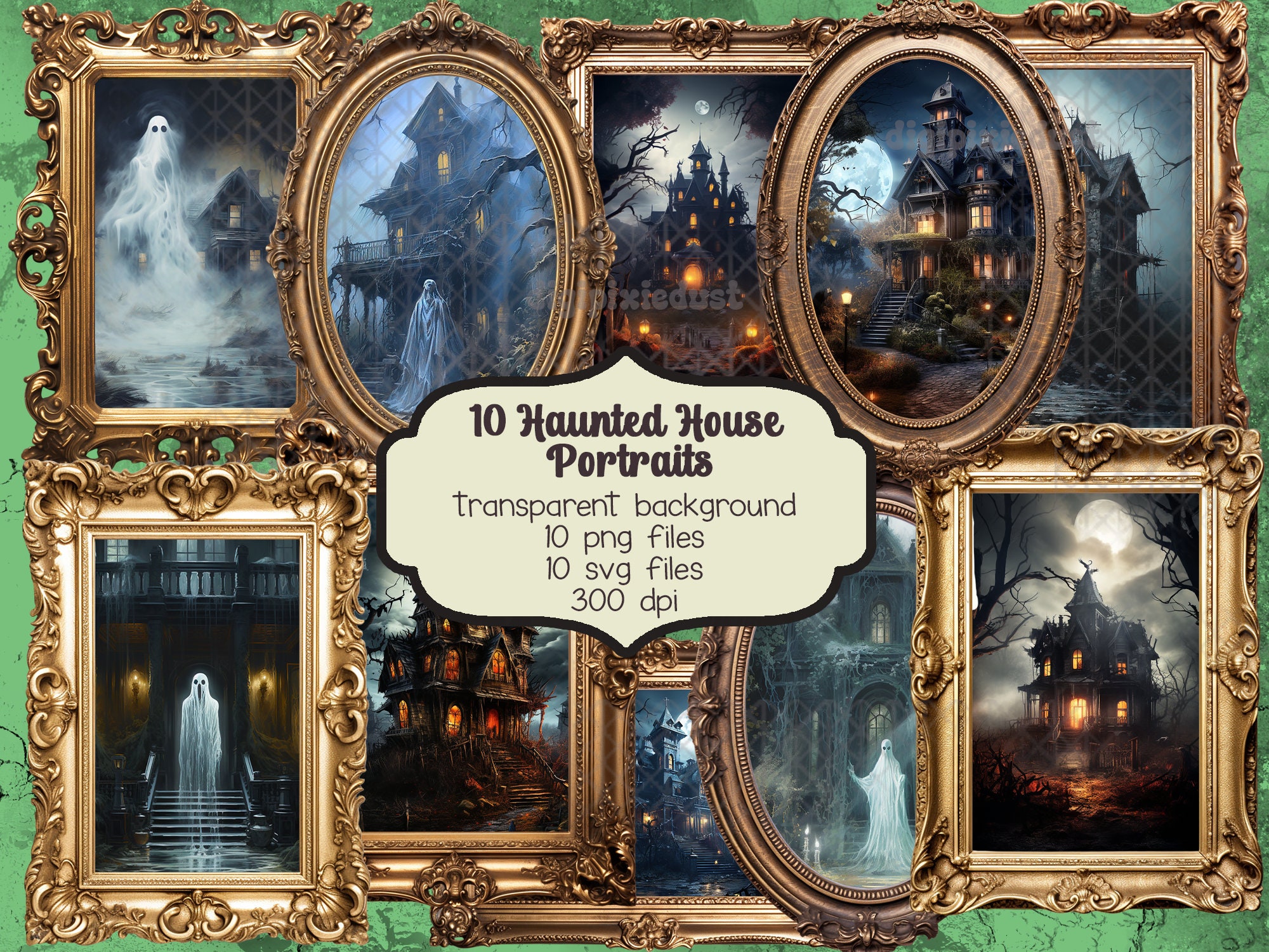 Halloween Clipart Set 40 Graphics Spooky Portraits for - Etsy