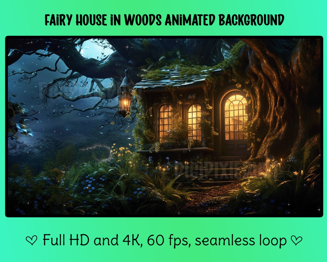 Animated Fairy Tree House Background, Vtuber Green Screen Overlay - Etsy