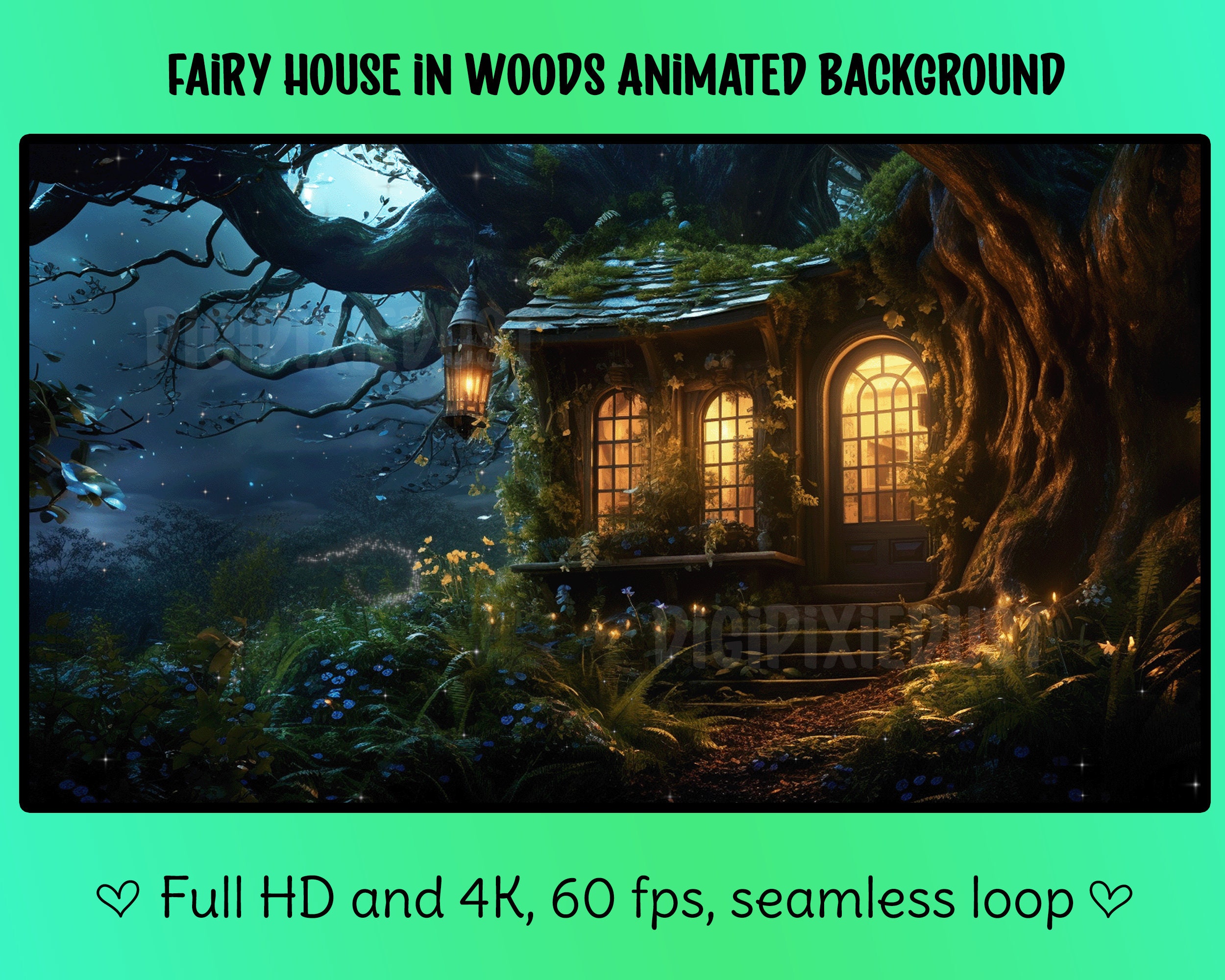 Animated Fairy Tree House Background, Vtuber Green Screen Overlay ...