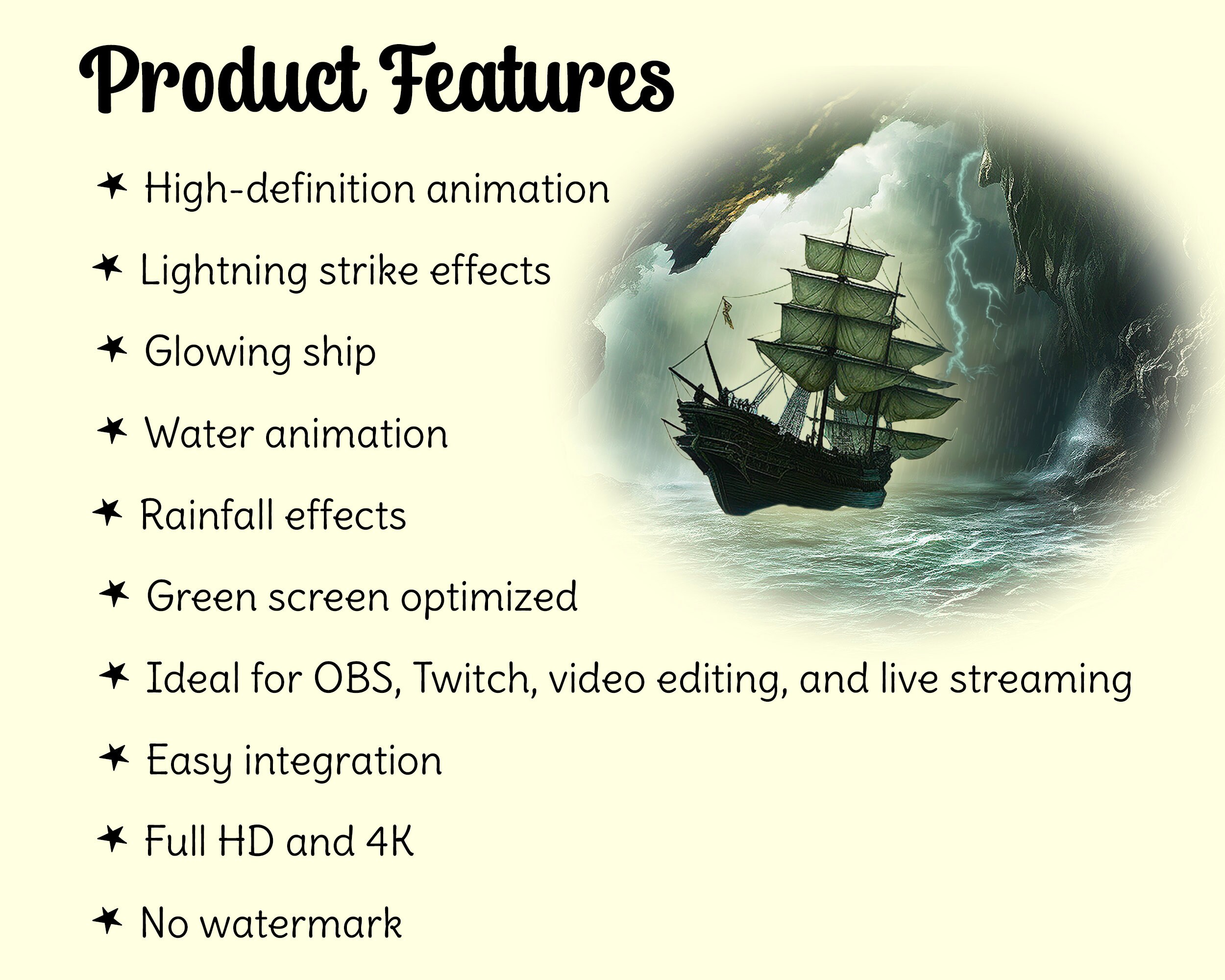 Ghost Ship Animated Background With Lightning Strike for Green Screen ...
