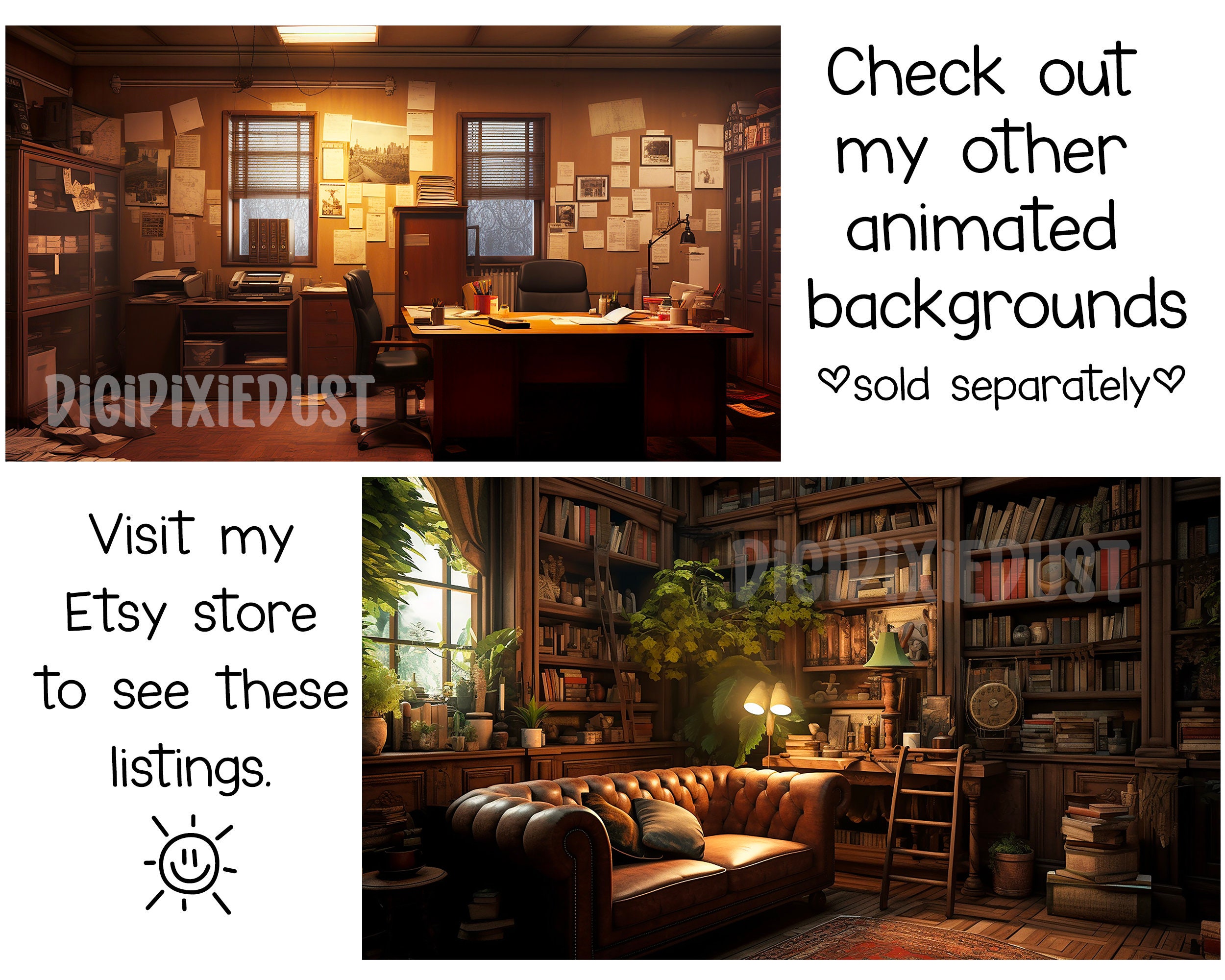 Animated Background | Detective Vtuber Office for Green Screen, Vtuber ...