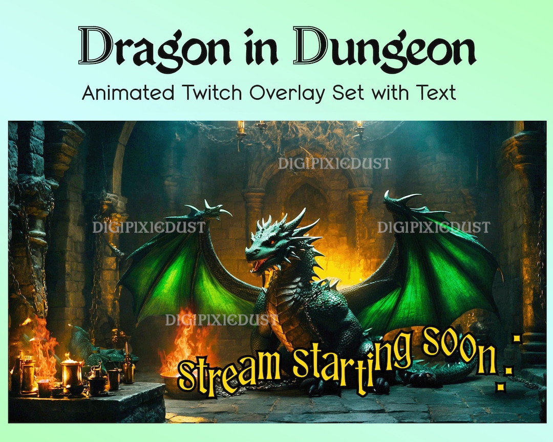 Dragon in Dungeon Twitch Stream Overlay Set of 4 Screens With Animated ...