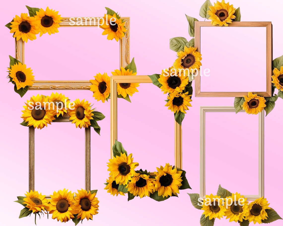 Sunflower Frames Clipart | Scrapbooking Photo Frames (SVG, PNG) - Etsy